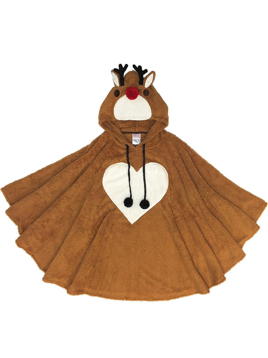 Secret Santa Woman Brown Deer Poncho – Premium Apparel Shop